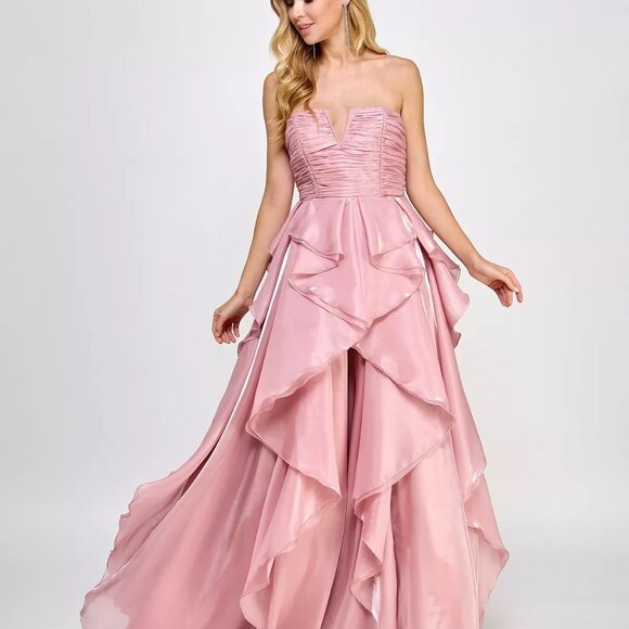 TLC | Dresses | Say Yes Juniors Strapless Ruched Ruffled Ball Gown ...